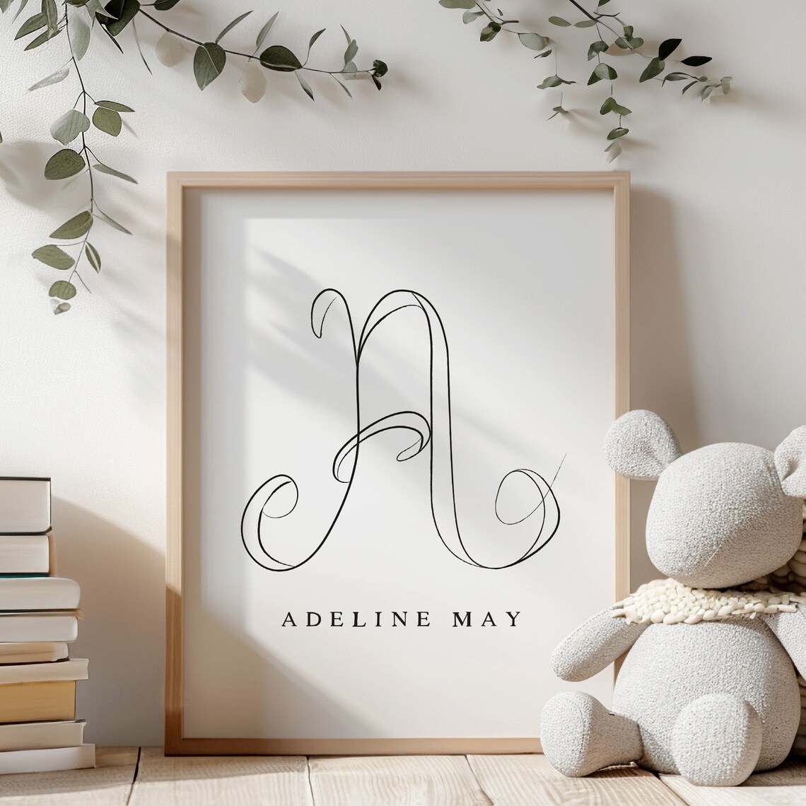 Custom Baby Initial Print, Girls Name Print, Girls Nursery Wall Art ...