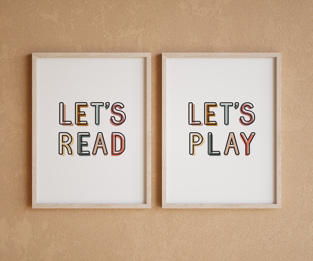 Let's Read Let's Play, Playroom Wall Art, Kids Room Printable, Set of 2 ...