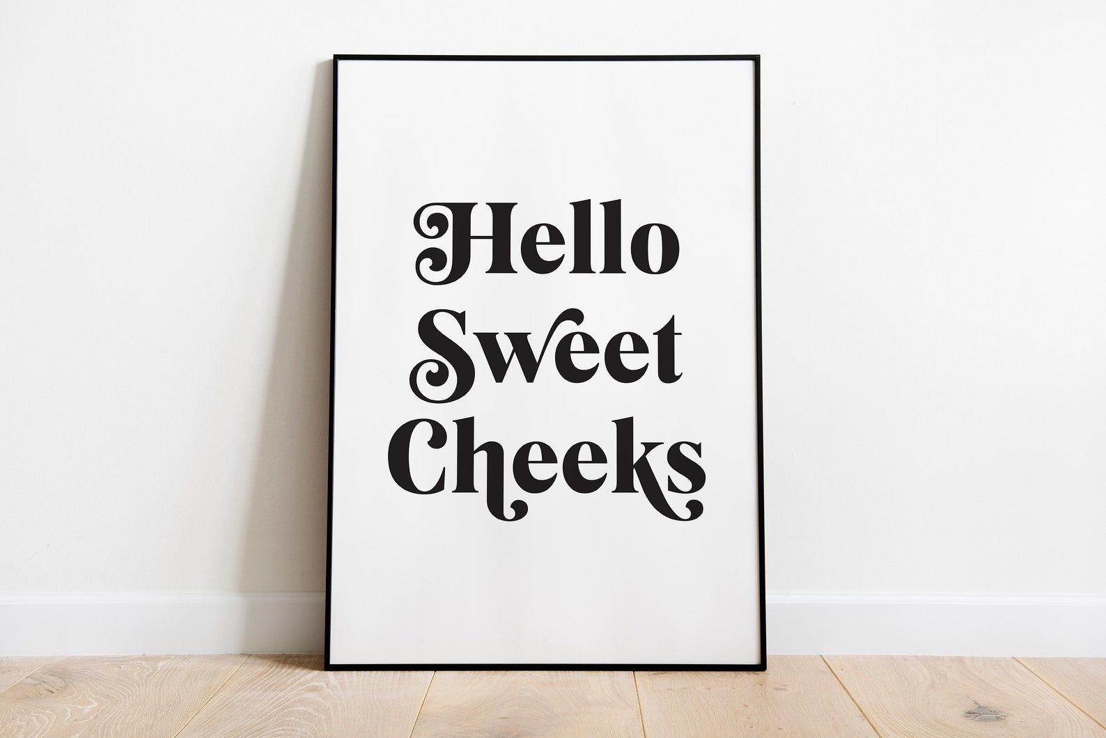 Hello Sweet Cheeks Print, Funny Bathroom Print, Bathroom Typography ...