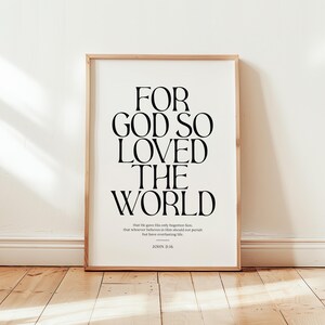 John 3 16 Wall Art, for God so Loved the World Print, Christian Wall ...