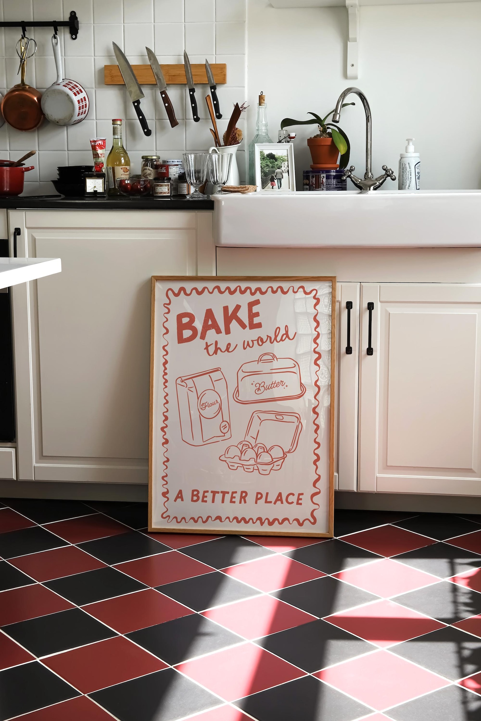 Baking Kitchen Wall Art, Retro Kitchen Print, Bake the World a Better ...
