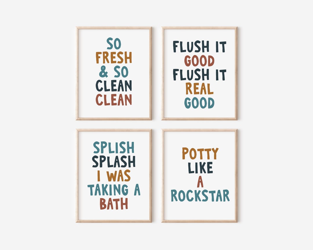 Kids Bathroom Wall Art, Funny Bathroom Wall Art, Boys Bathroom ...