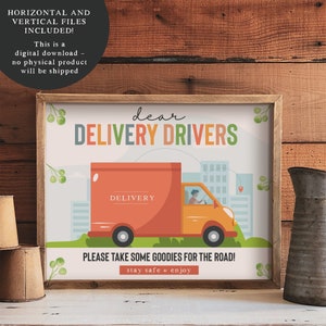 Delivery Driver Printable, Delivery Driver Snack Sign, Delivery Thank ...