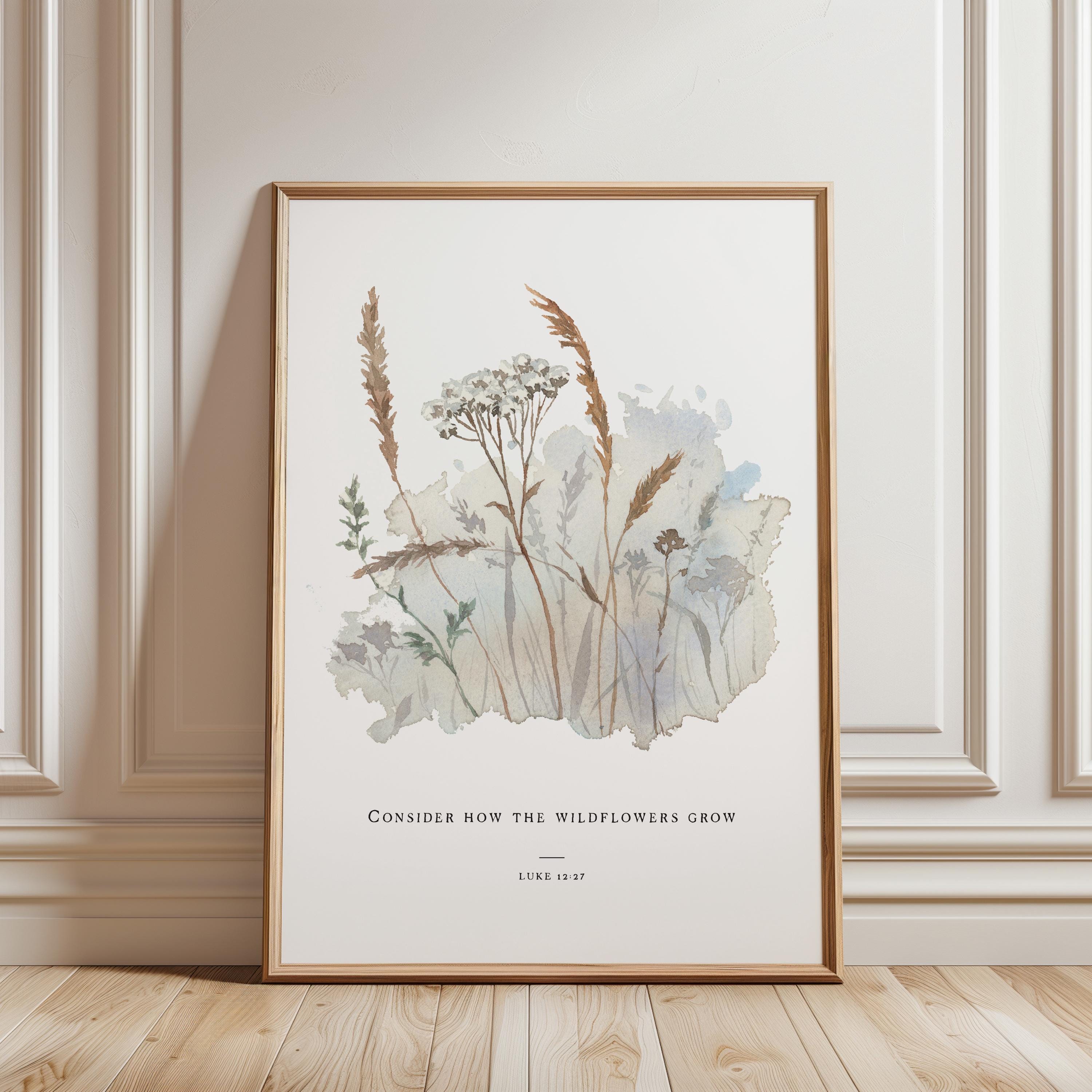 Christian Wall Art, Consider How the Wildflowers Grow, Luke 12 27 Print ...