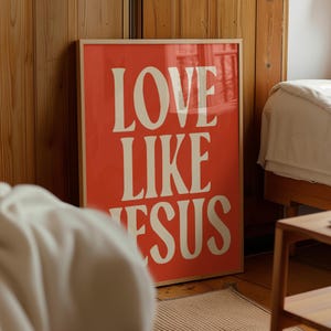 Love Like Jesus Printable, Trendy Christian Wall Art, Retro Christian ...