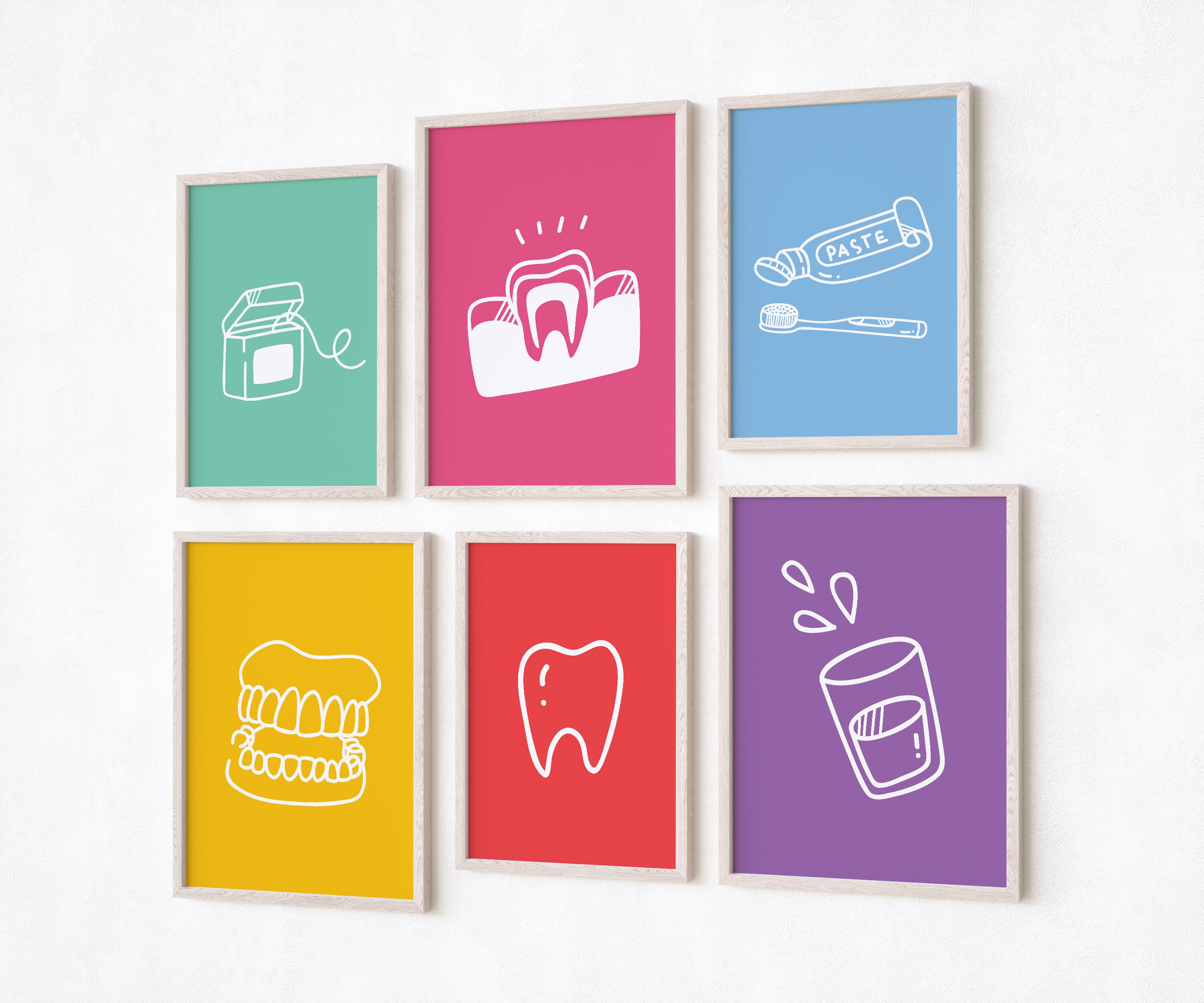 Dentist Office Art, Kids Dental Office Decor, Set of 6 Dentist Prints ...
