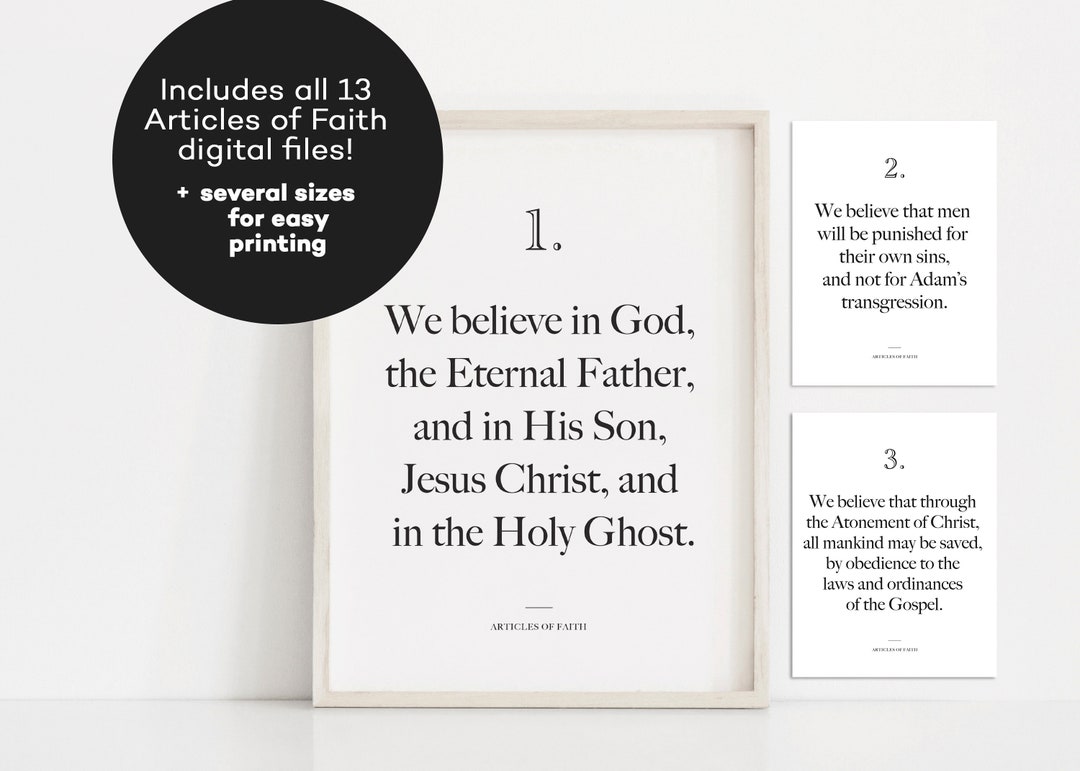 Articles of Faith Posters, LDS Primary Printable, LDS Wall Art, Latter ...