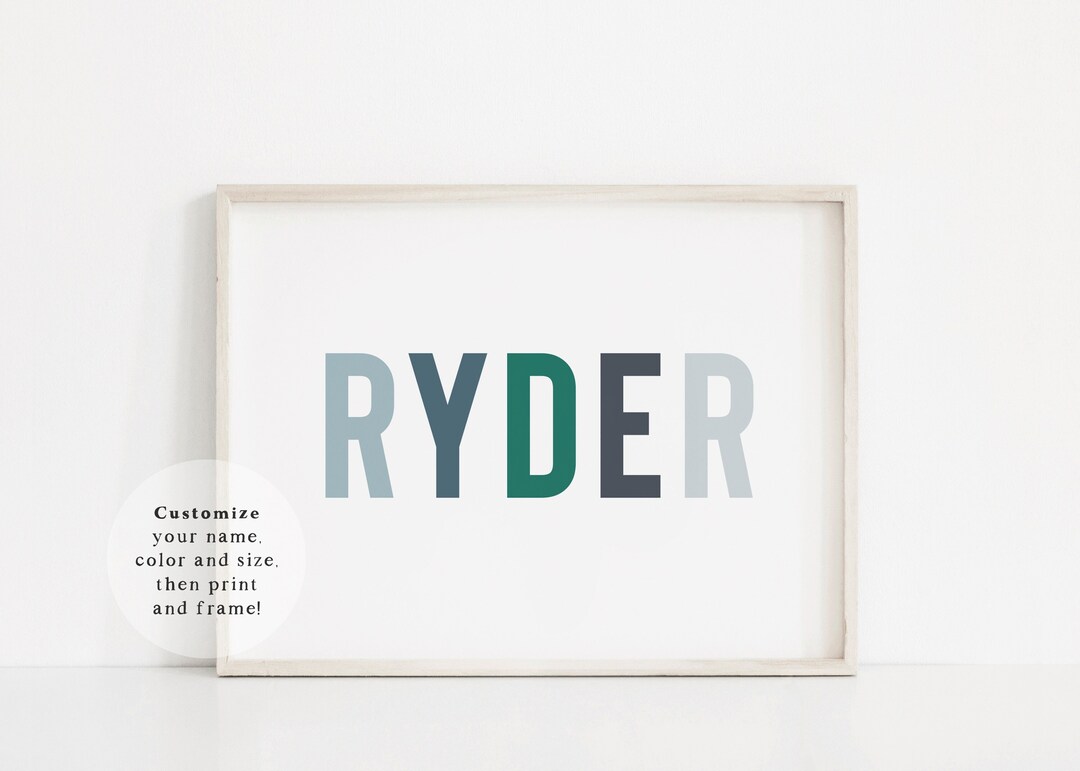 Custom Name Print, Kids Name Wall Art, Boys Room Print, Modern Playroom ...