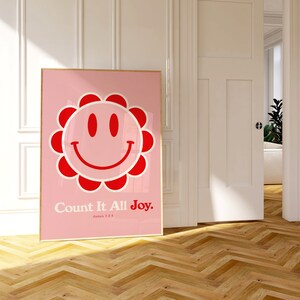 Count It All Joy Print, Retro Christian Wall Art, Bible Verse Wall Art ...