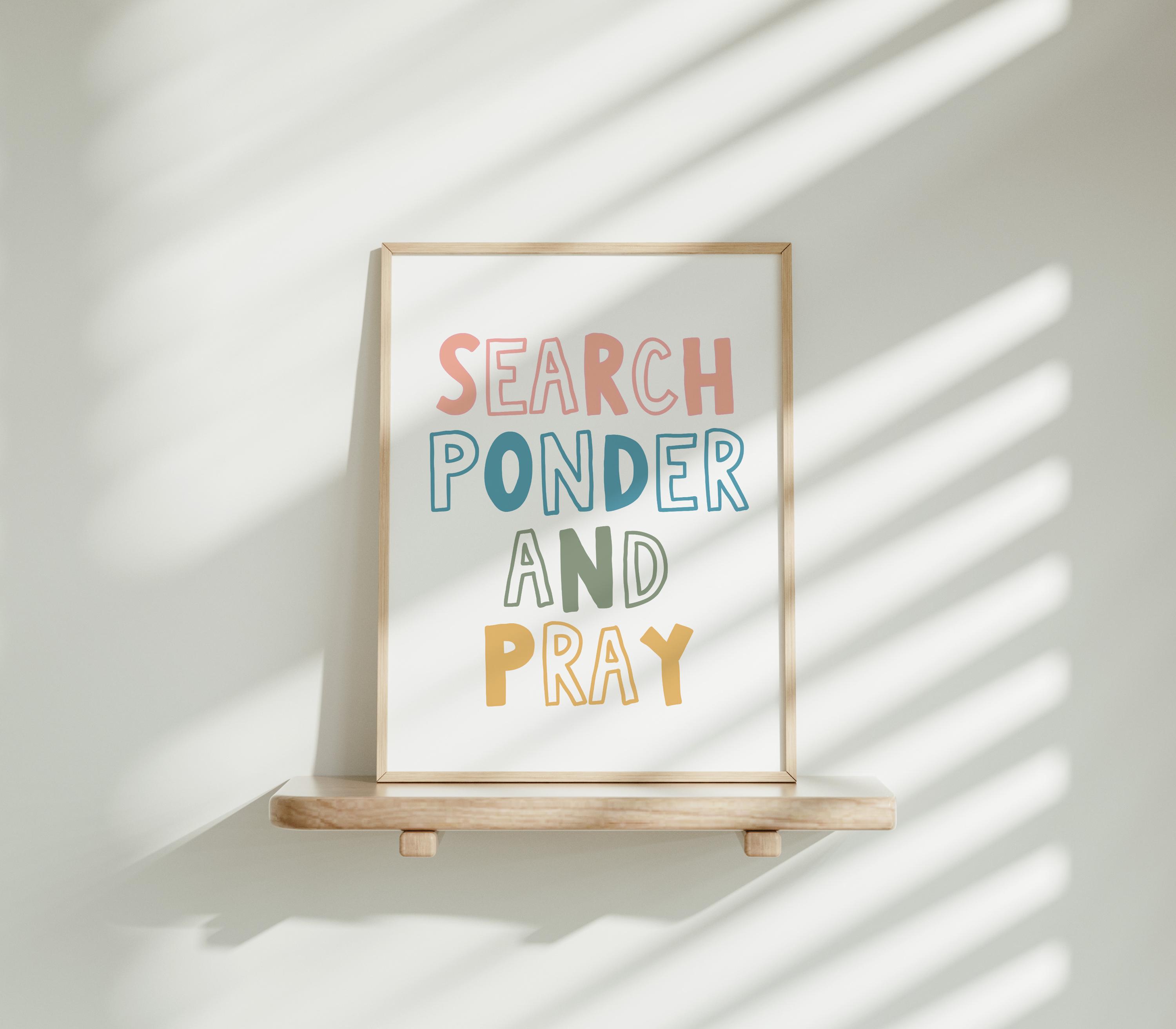 Search Ponder and Pray Print, LDS Wall Art, LDS Primary Print, Latter ...