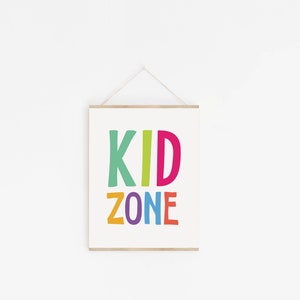 Kid Zone Sign, Play Room Art, Classroom Art, Colorful Kids Wall Art ...