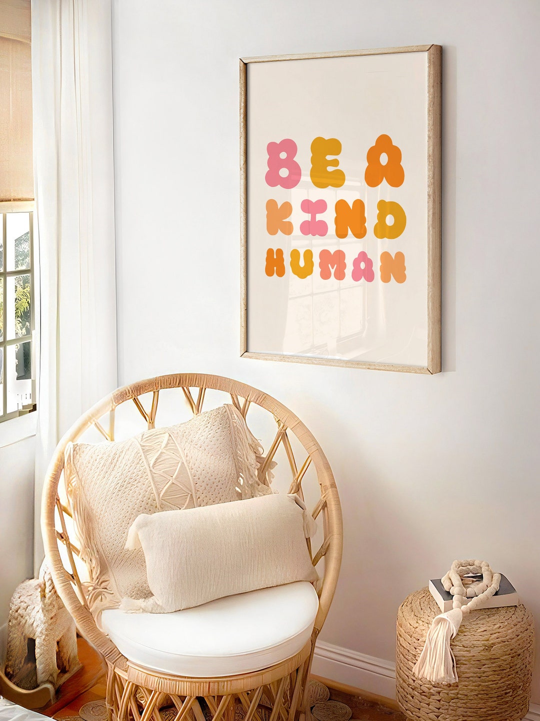Be a Kind Human Print, Retro Groovy Wall Art, Playroom Wall Art ...