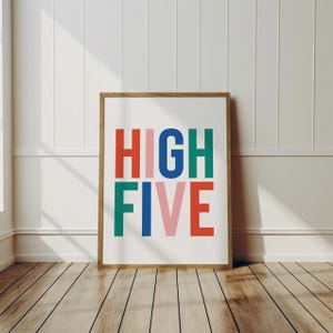 High Five Printable, Playroom Wall Art, Kids Room Wall Decor, Retro ...