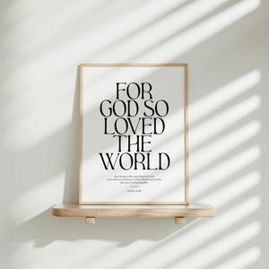 John 3 16 Wall Art, for God so Loved the World Print, Christian Wall ...