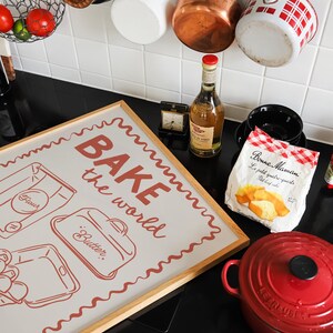 Baking Kitchen Wall Art, Retro Kitchen Print, Bake the World a Better ...