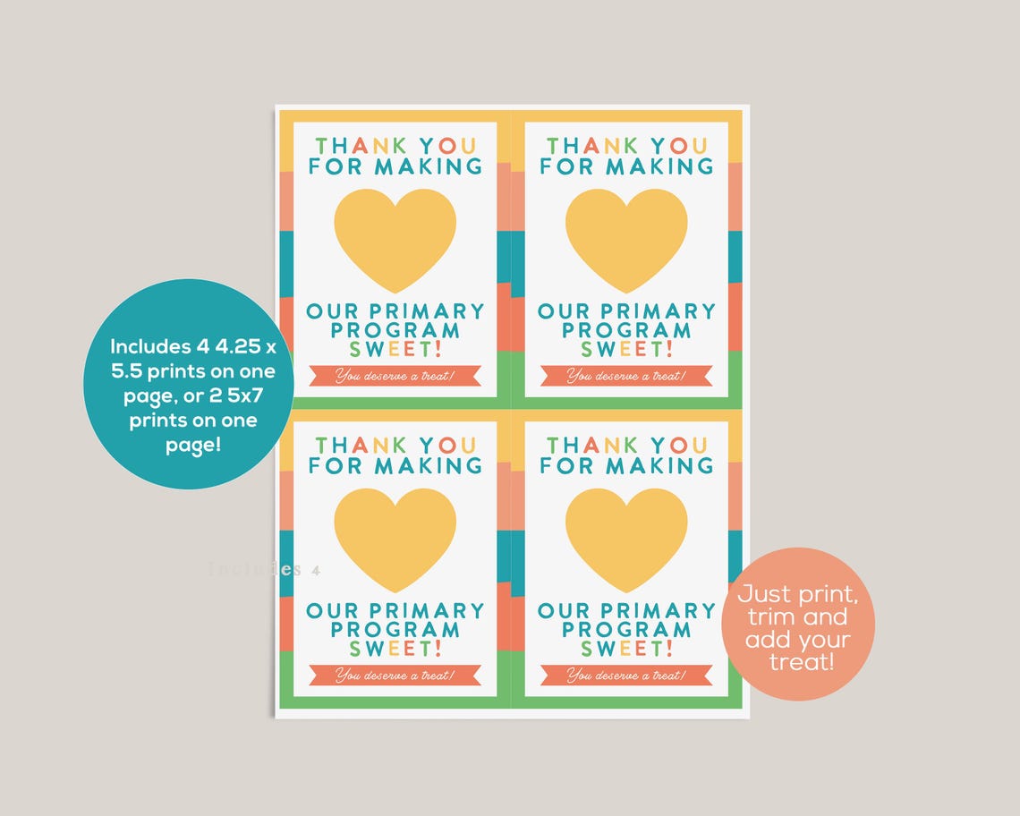 Primary Program Thank You Printable, LDS Primary Program Gift, 2024 ...