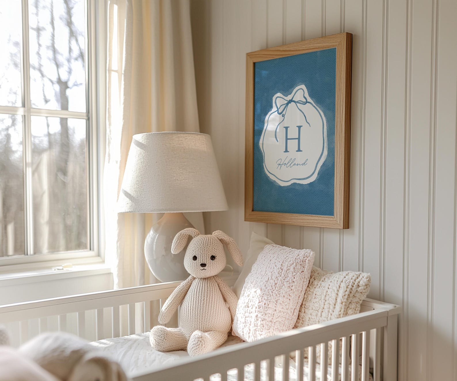 Custom Name Print, Girls Nursery Wall Art, Blue Coquette Nursery Decor ...