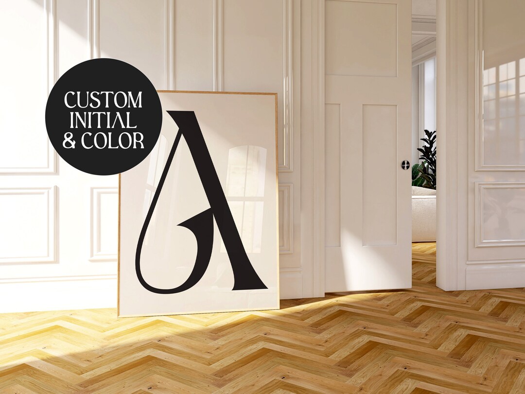 Custom Initial Print, Name Printable, Personalized Wall Art, Modern Art ...