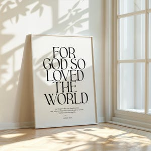 John 3 16 Wall Art, for God so Loved the World Print, Christian Wall ...