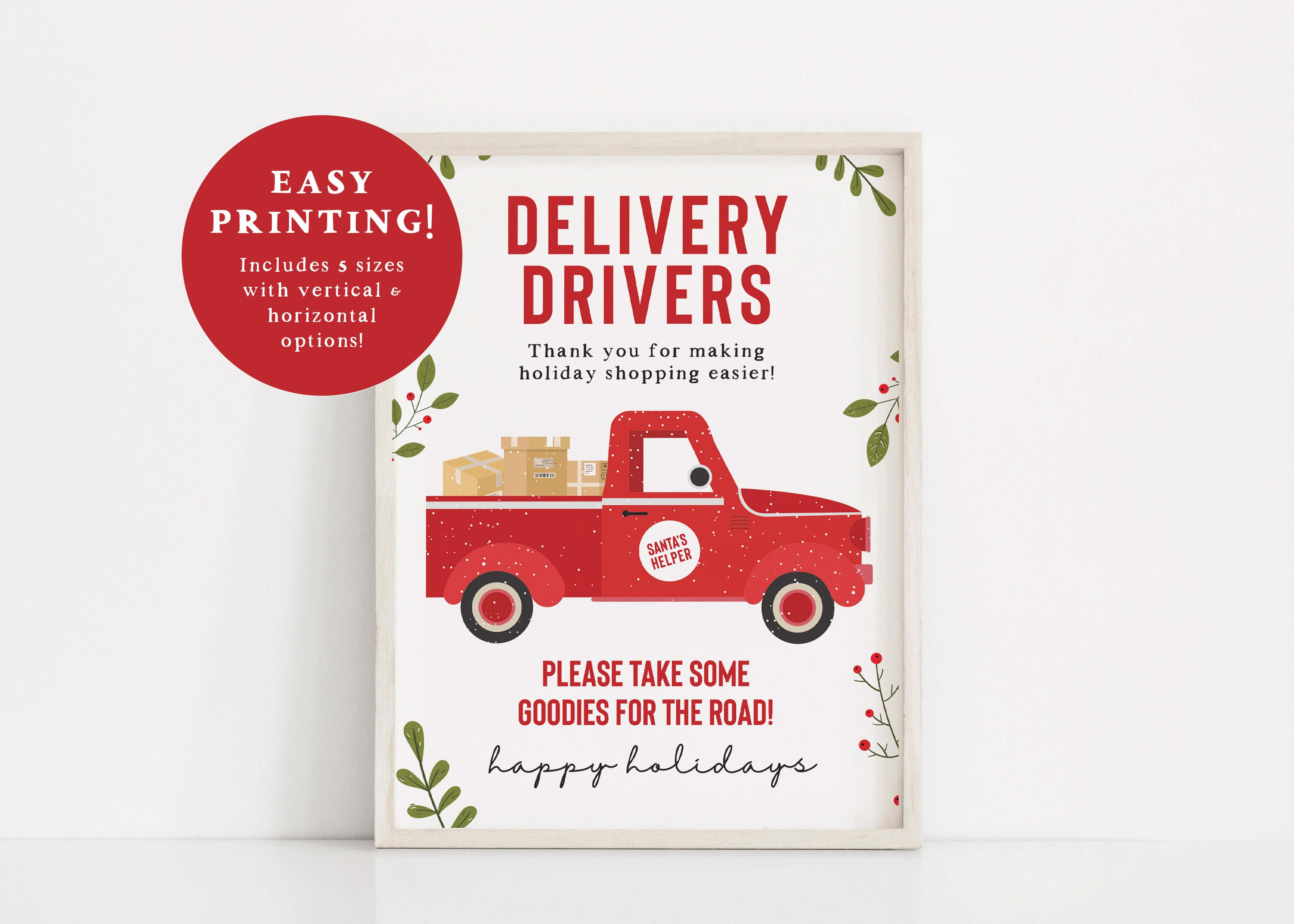 Delivery Driver Thank You Sign Holiday Delivery Snack Sign - Etsy UK