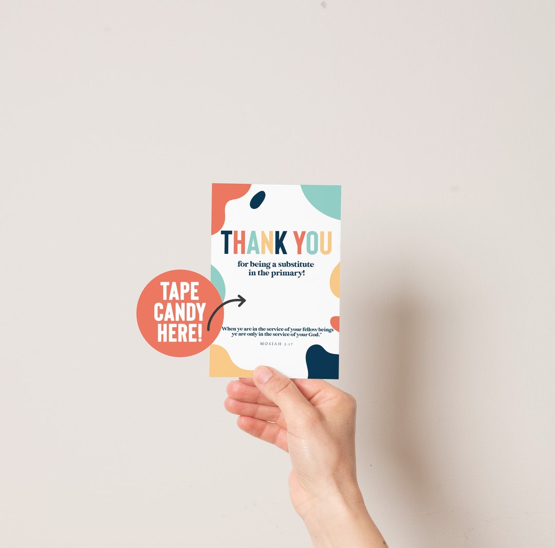 Primary Substitute Thank You, LDS Primary Teacher Gift, Primary ...