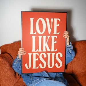 Love Like Jesus Printable, Trendy Christian Wall Art, Retro Christian ...