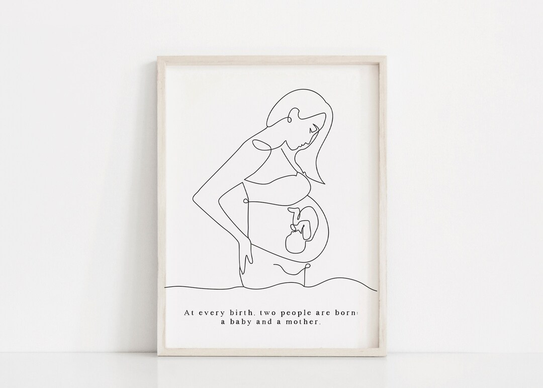 Pregnancy Line Art, Midwife Wall Decor, Birthing Center Art, Birth ...