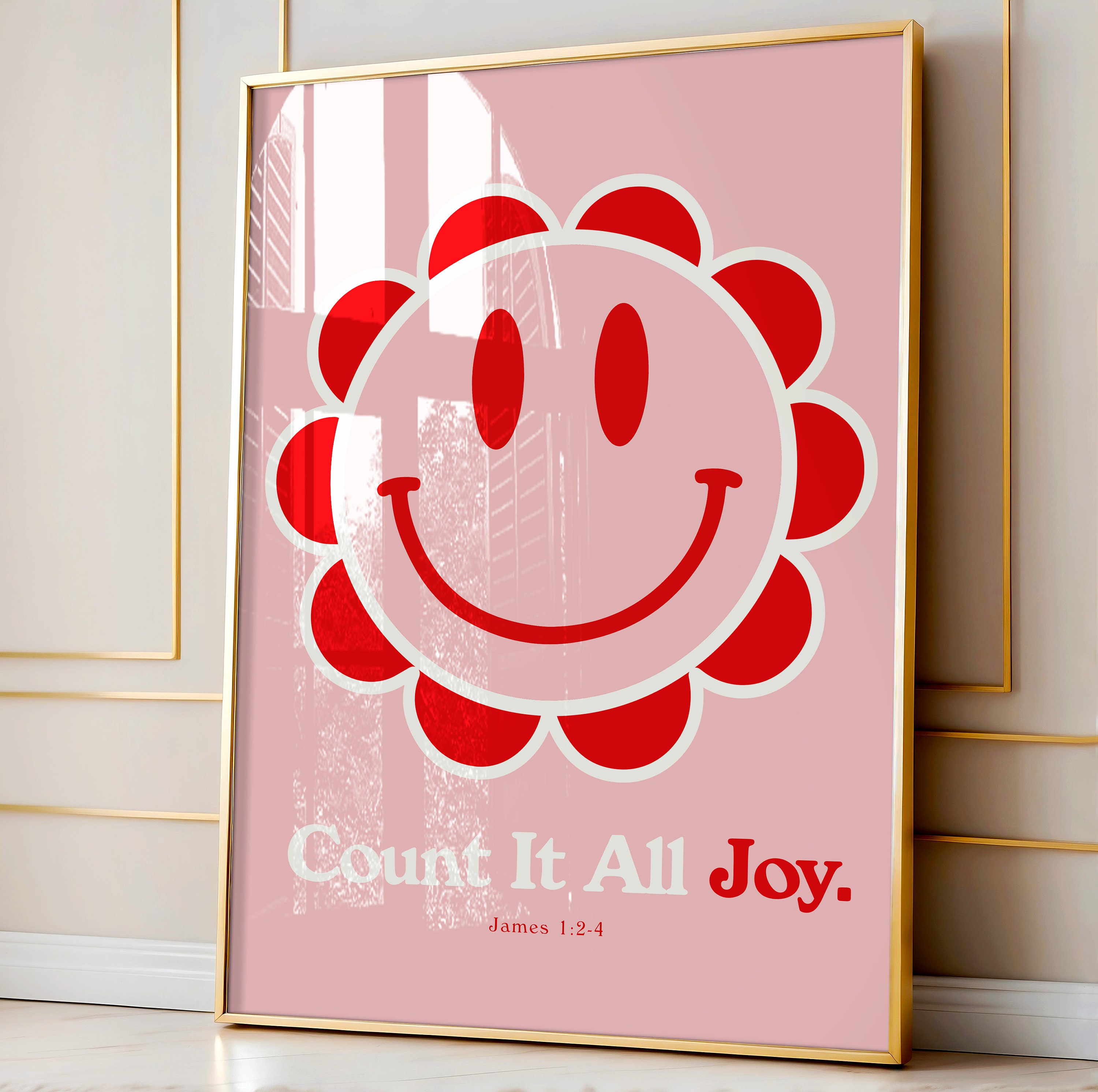 Count It All Joy Print, Retro Christian Wall Art, Bible Verse Wall Art ...