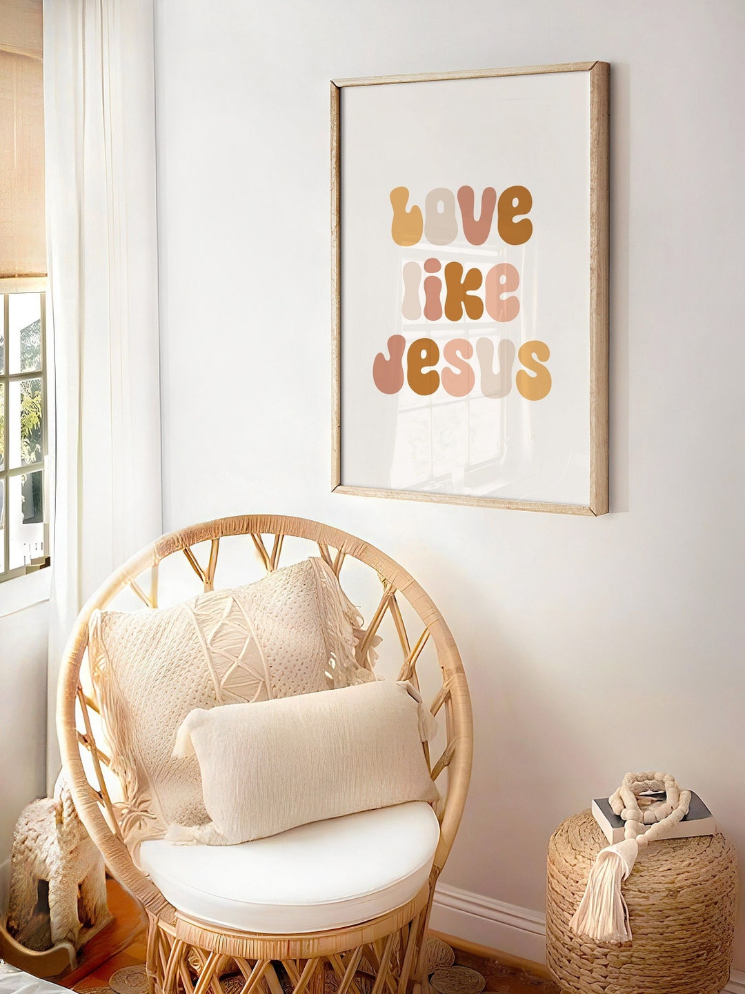 Love Like Jesus Printable, Girls Room Wall Art, Retro Nursery Print ...