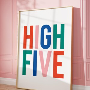 High Five Printable, Playroom Wall Art, Kids Room Wall Decor, Retro ...