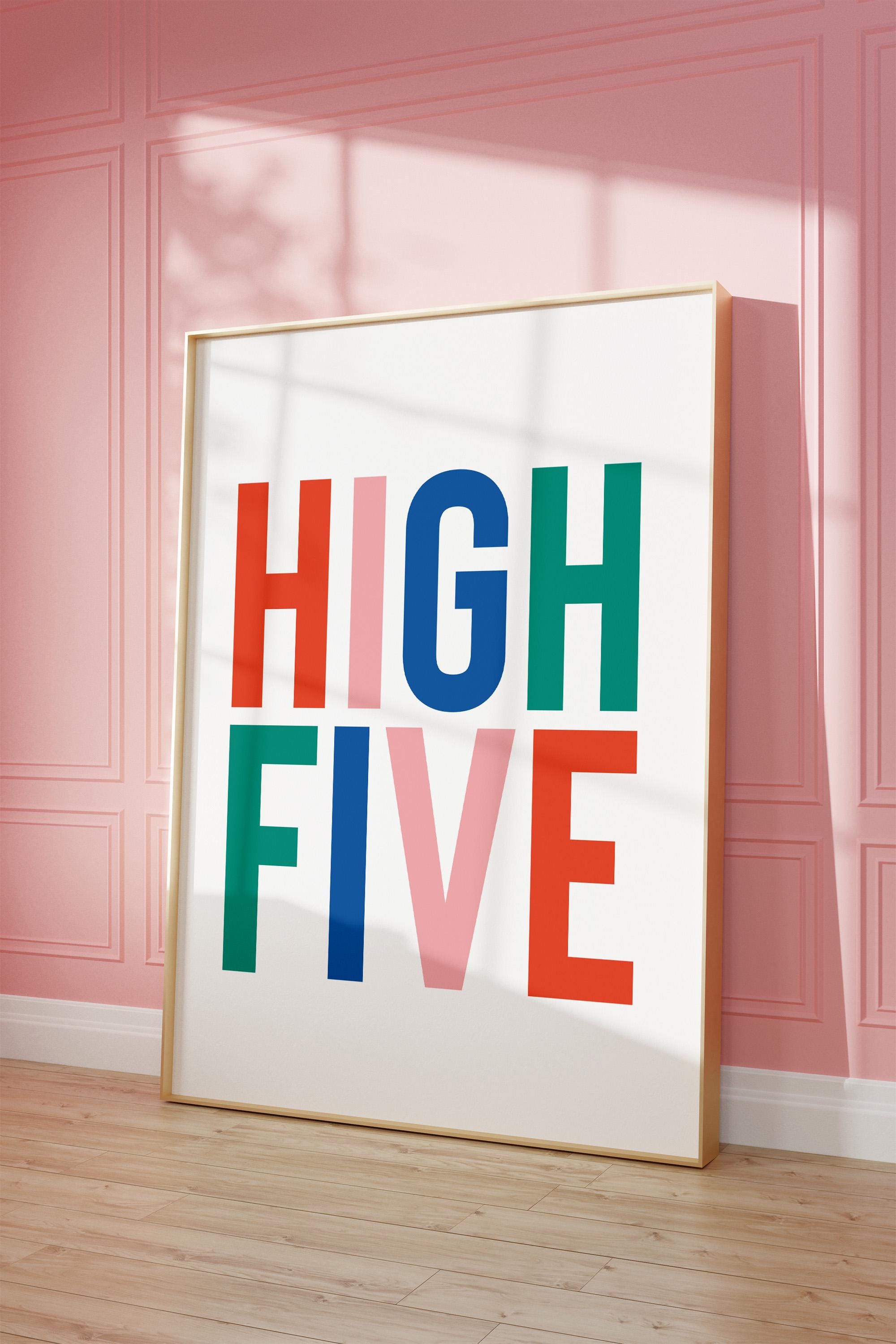 High Five Printable, Playroom Wall Art, Kids Room Wall Decor, Retro ...