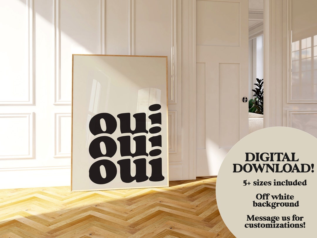Oui Oui Art Print, Funny Bathroom Wall Art, French Wall Art, Black and ...