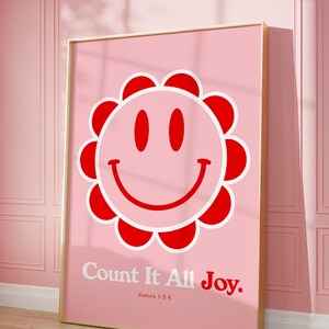 Count It All Joy Print, Retro Christian Wall Art, Bible Verse Wall Art ...