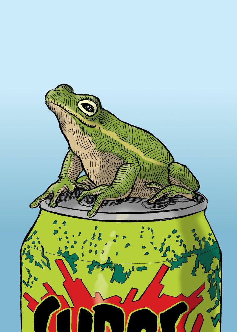 Cute Frog on a Soda Can Art Print (5"x7") Pop Art Amphibian - Etsy