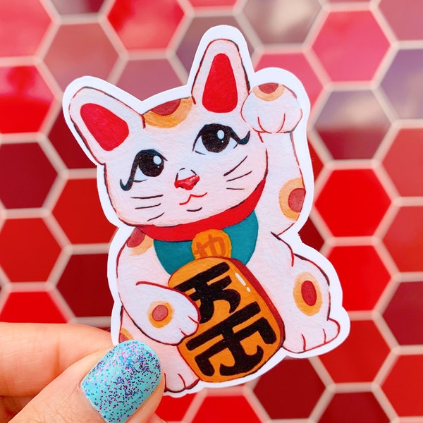 Lucky Cat Sticker - Etsy