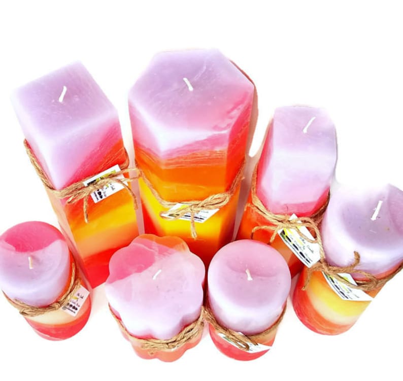 Multi-layered Pillar Tropical Sunset Scented Candle - Etsy