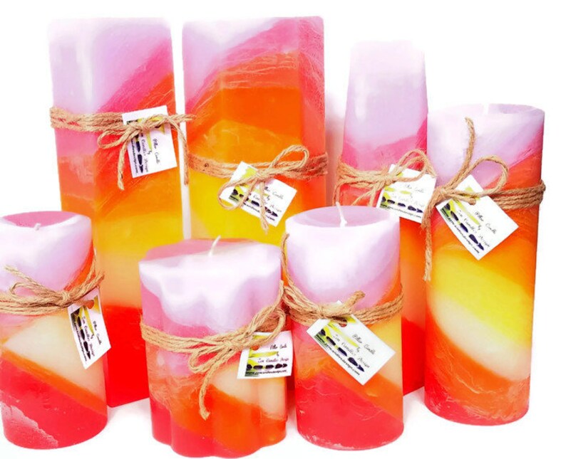 Multi-layered Pillar Tropical Sunset Scented Candle | Etsy