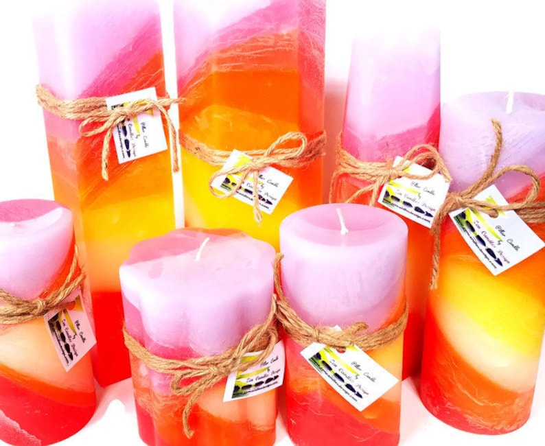 Multi-layered Pillar Tropical Sunset Scented Candle - Etsy