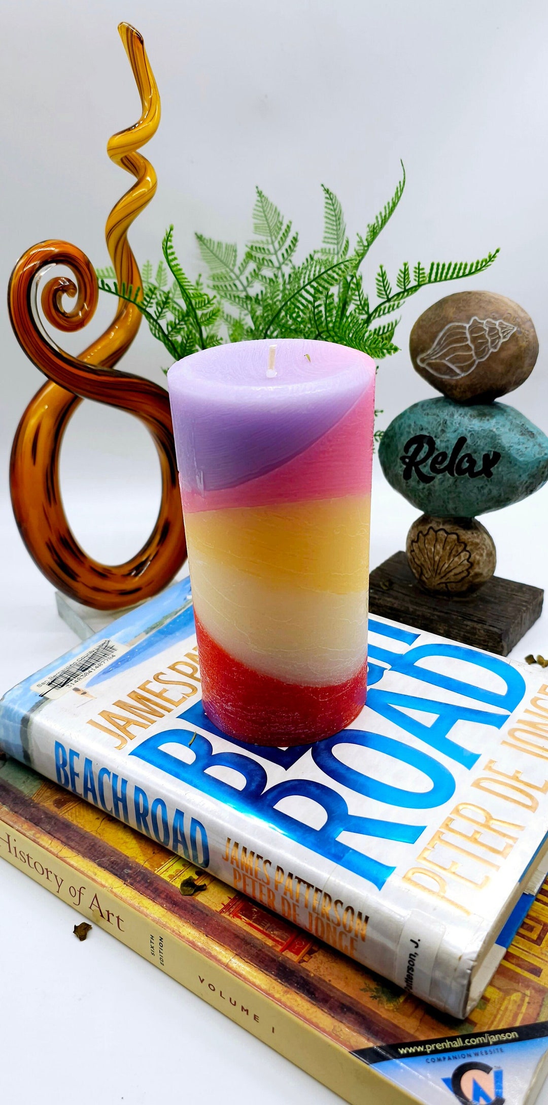 Scented Layered Pillar - Tropical Pillar Candle - Scented in Apple ...