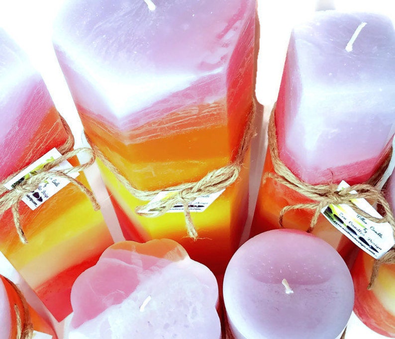 Multi-layered Pillar Tropical Sunset Scented Candle - Etsy