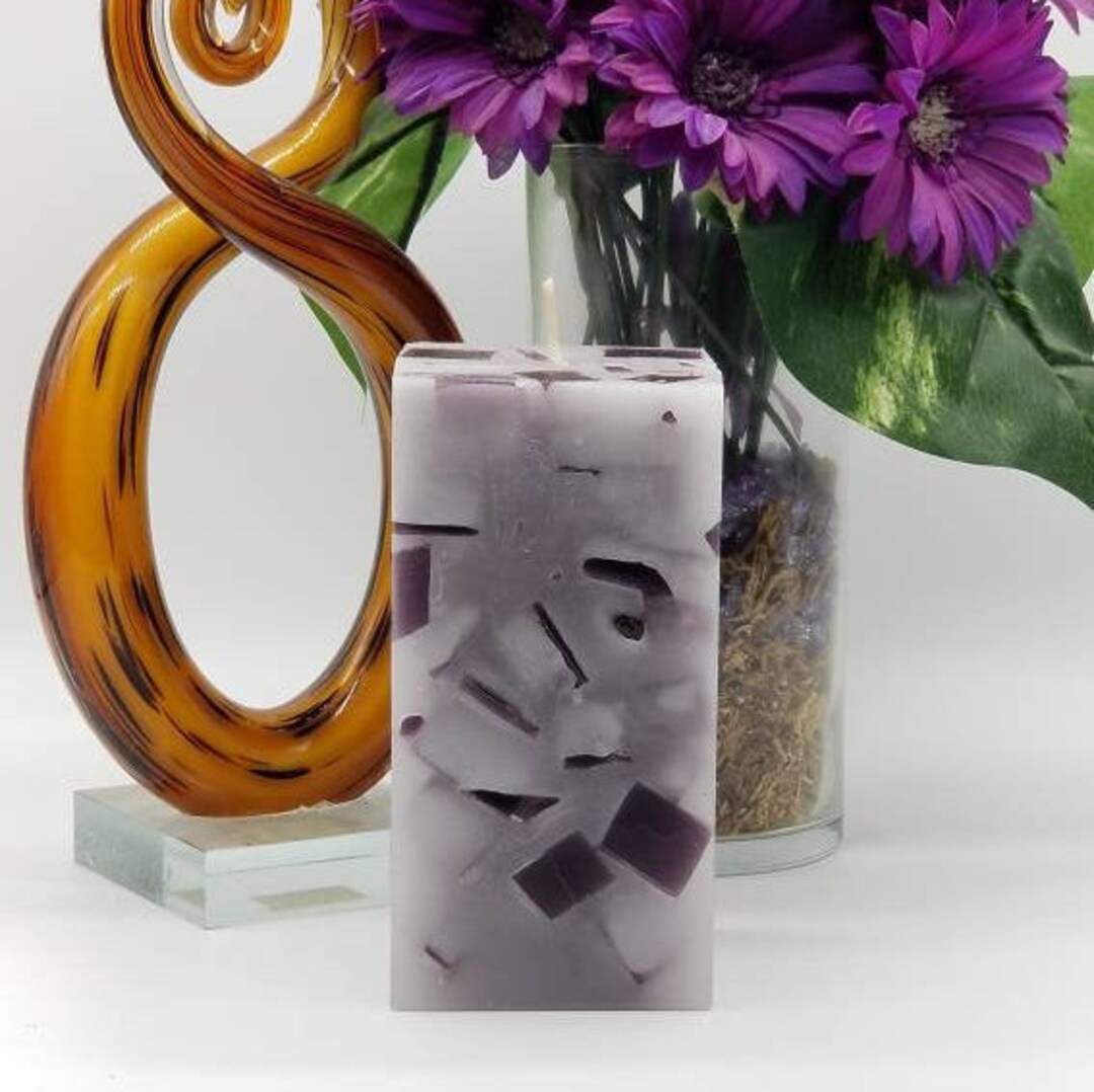 Lavender Scented Pillar Candle, Chunky Pillar Candle, Purple Scented ...