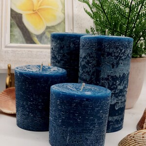 Blue Scented Candle, Rustic Pillar Candle, Ocean Breeze Fragrance ...