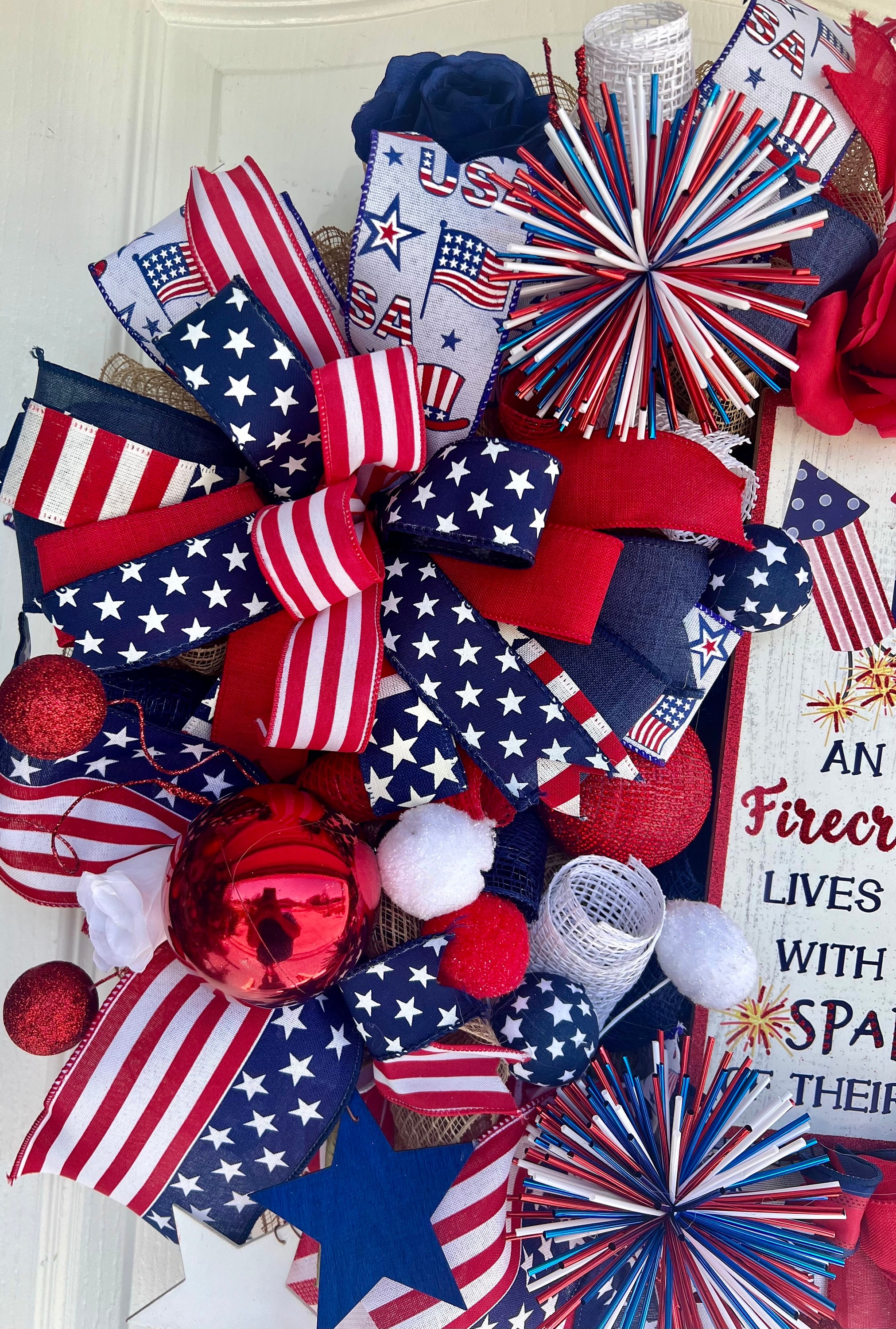 Patriotic American Wreath, Patriotic Door Decor, 4th of July Wreath ...