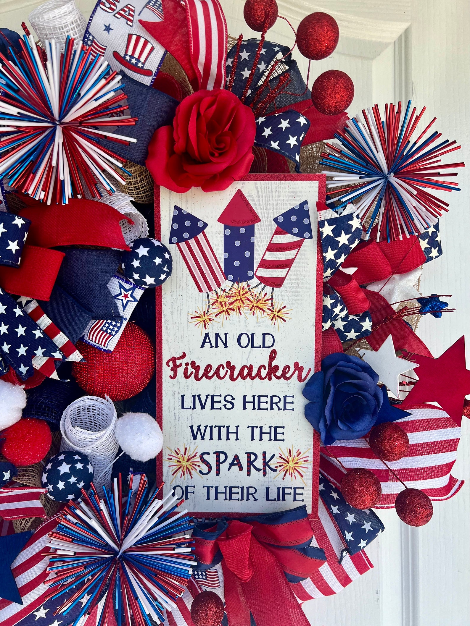 Patriotic American Wreath, Patriotic Door Decor, 4th of July Wreath ...