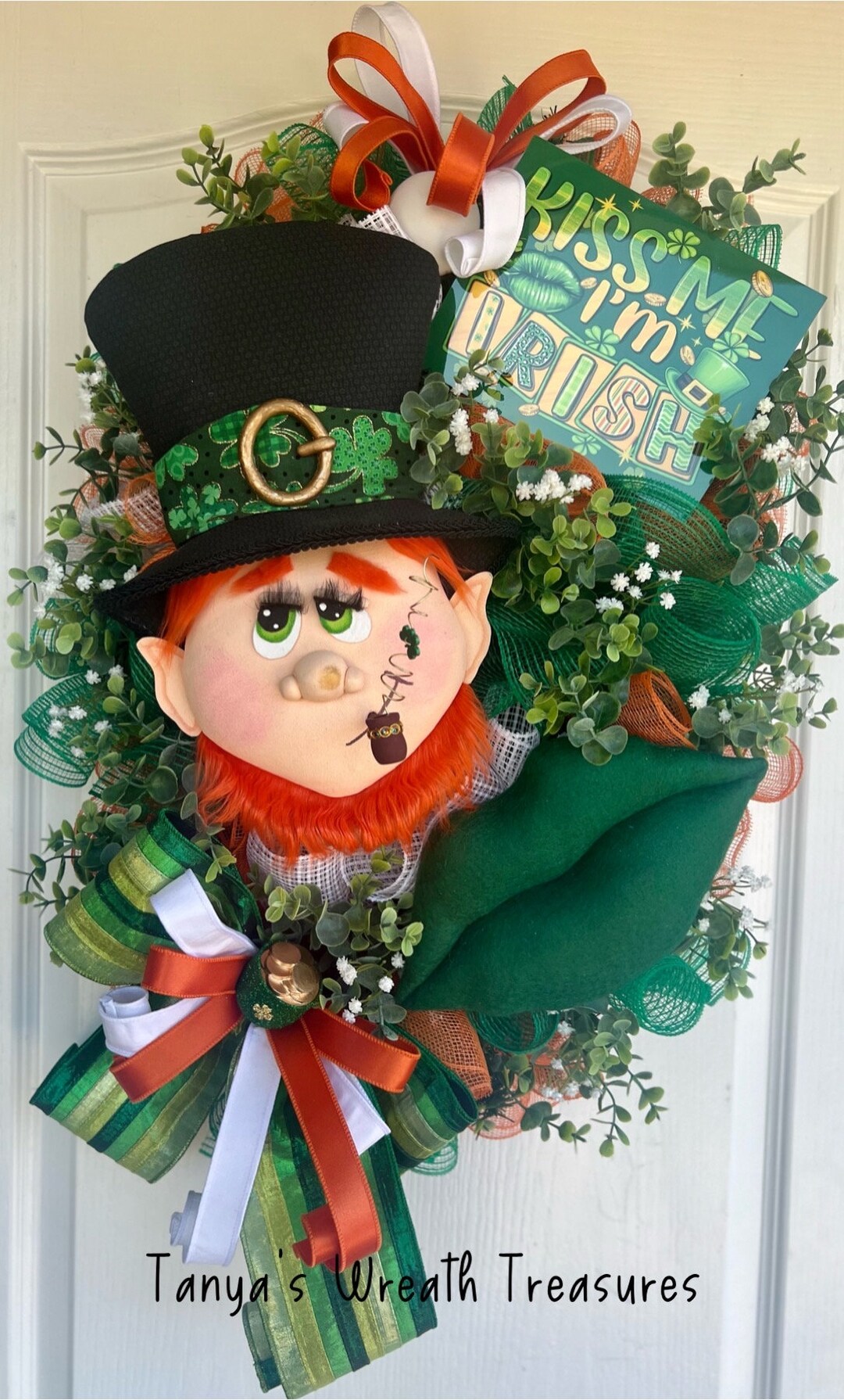 Floral St. Patricks Day Leprechaun Wreath, Leprechaun Door Decor - Etsy