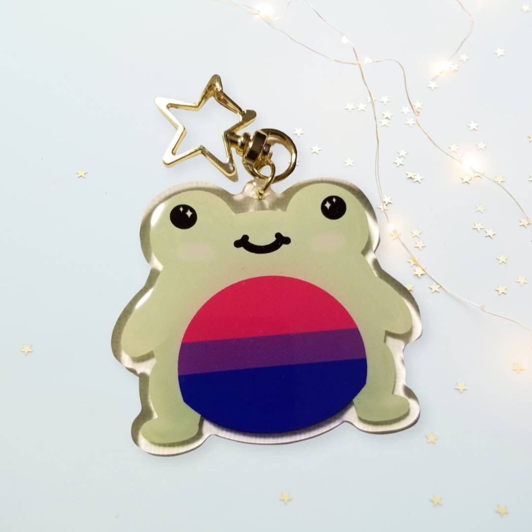Pride Bi Bisexual Frog Cute Kawaii Acrylic Keychain - Etsy