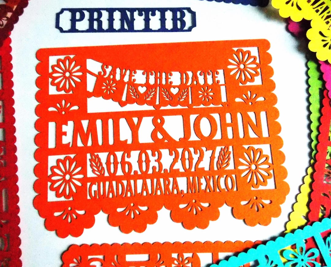 Papel Picado Save the Date Magnet: Mexican Fiesta Wedding Invite ...