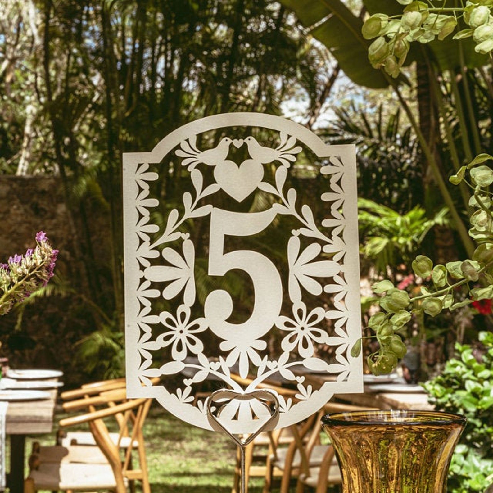 White Table Numbers in Papel Picado Style With Metallic Look - Etsy
