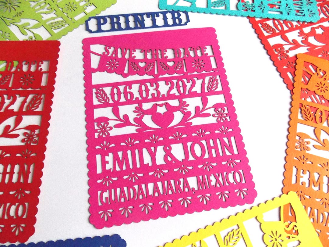 Papel Picado Save the Date Magnet, Mexican Wedding Invite - Etsy