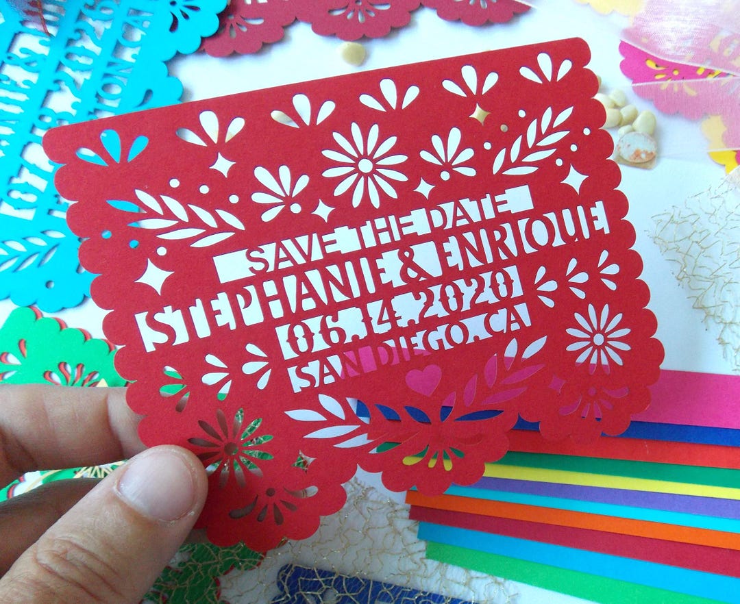 Save the Date in Papel Picado Mexican Wedding Style With Love Birds - Etsy